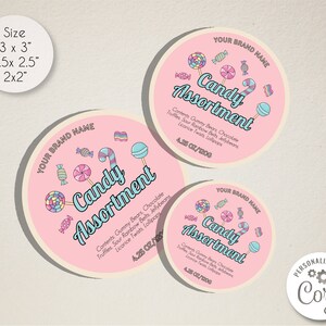 Editable Candy Assortment Round Label Template, Printable Candy in a ...