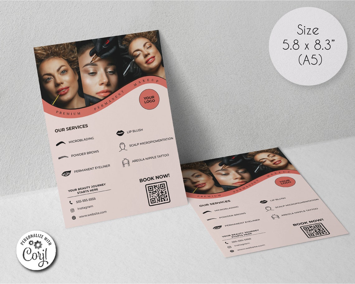 Editable Permanent Makeup Flyer Template, Printable Pmu Promotional