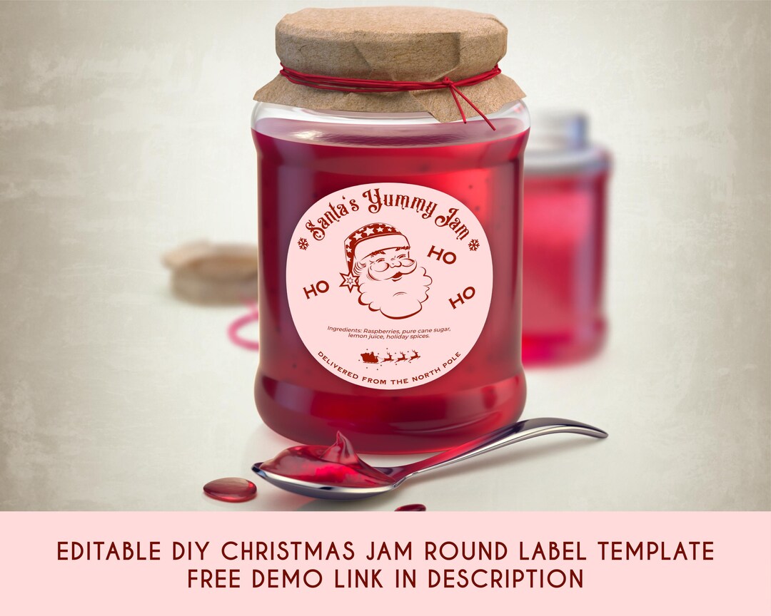 Editable Santa's Jam Round Label Template, Printable Homemade Christmas ...