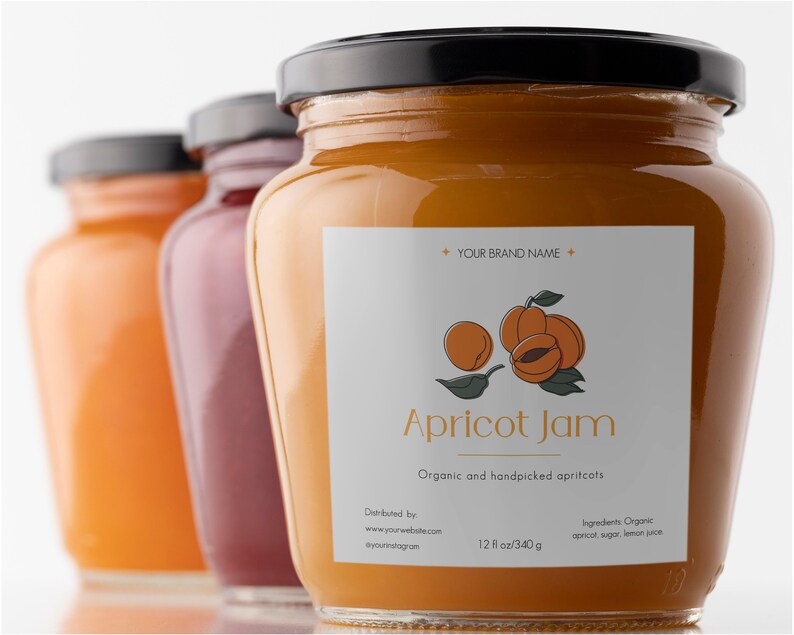 Editable Minimalist Jam Label Template, Printable Jelly Jar Product ...