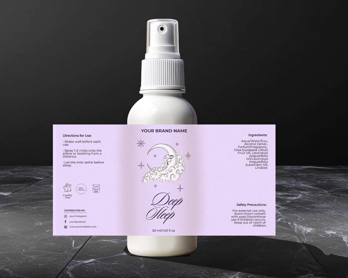Editable Pillow Mist Label Template, Printable Luxury Room Spray Bottle ...