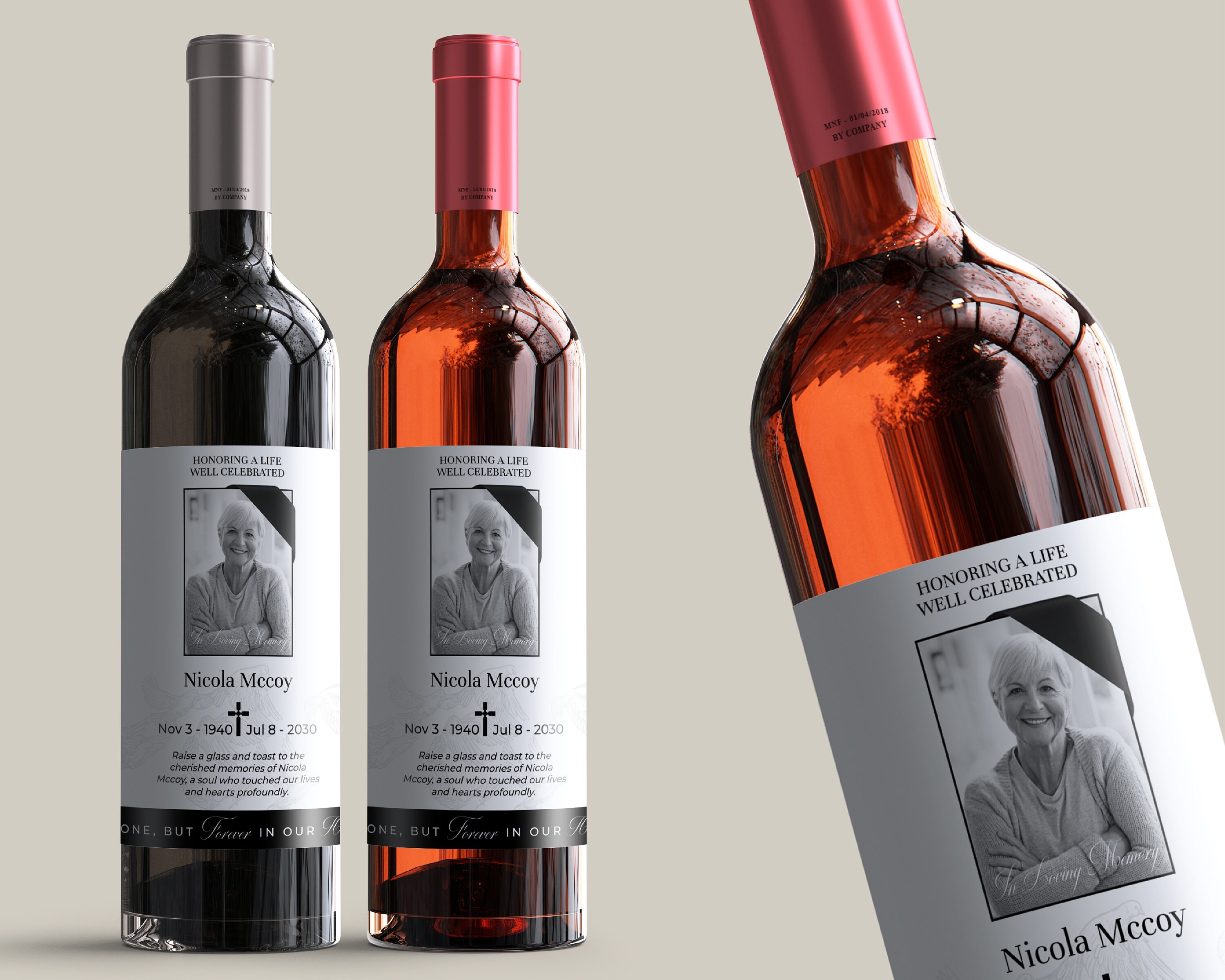 Editable in Loving Memory Photo Memorial Wine Label Template, Printable ...