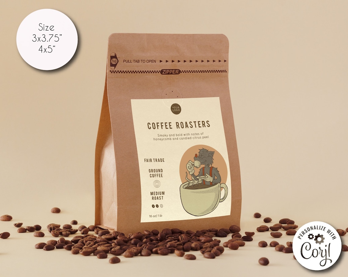 Editable Modern Coffee Bag Label Template Customizable Coffee - Etsy ...