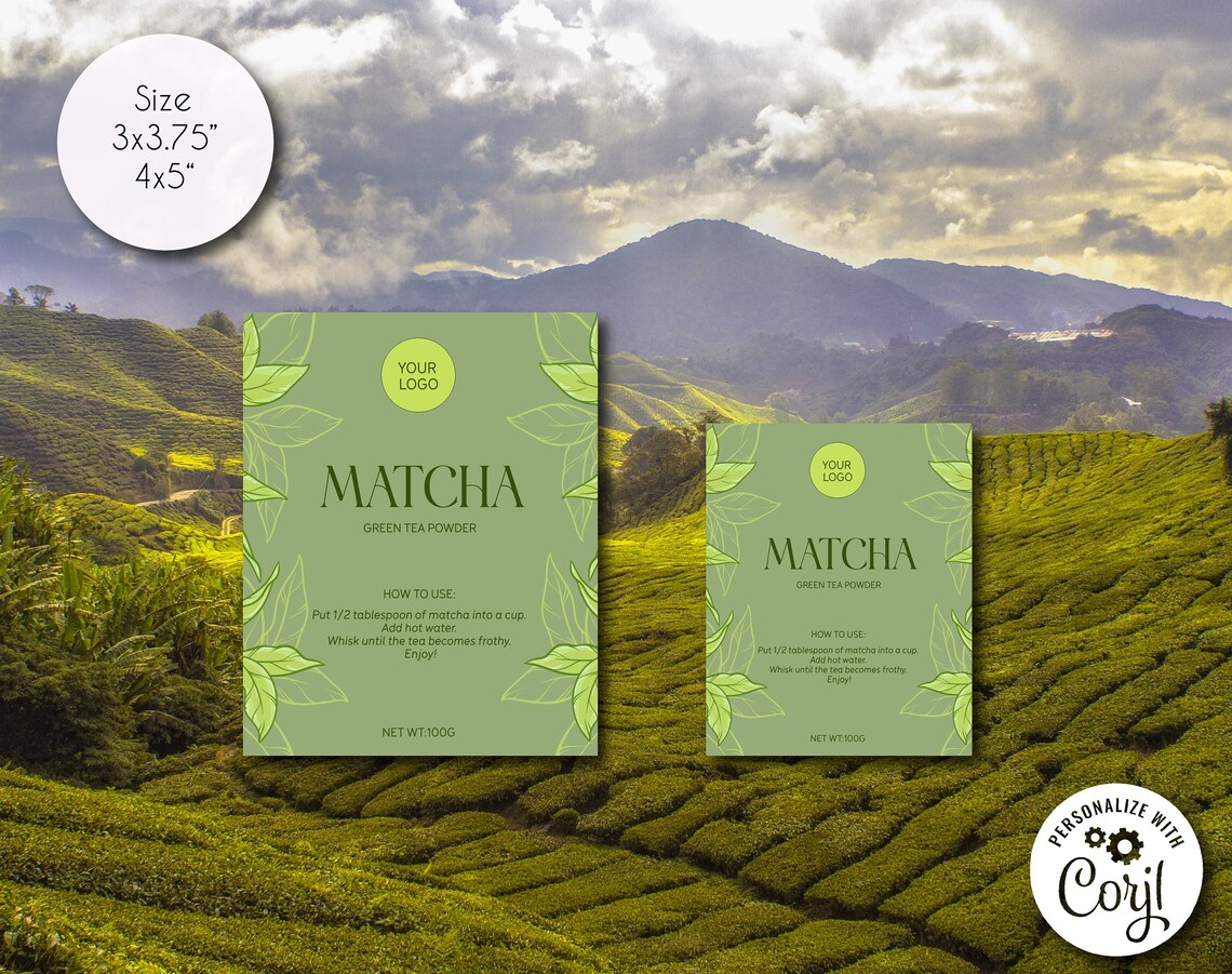 Editable Matcha Tea Label Template, Customizable Matcha Green Tea ...