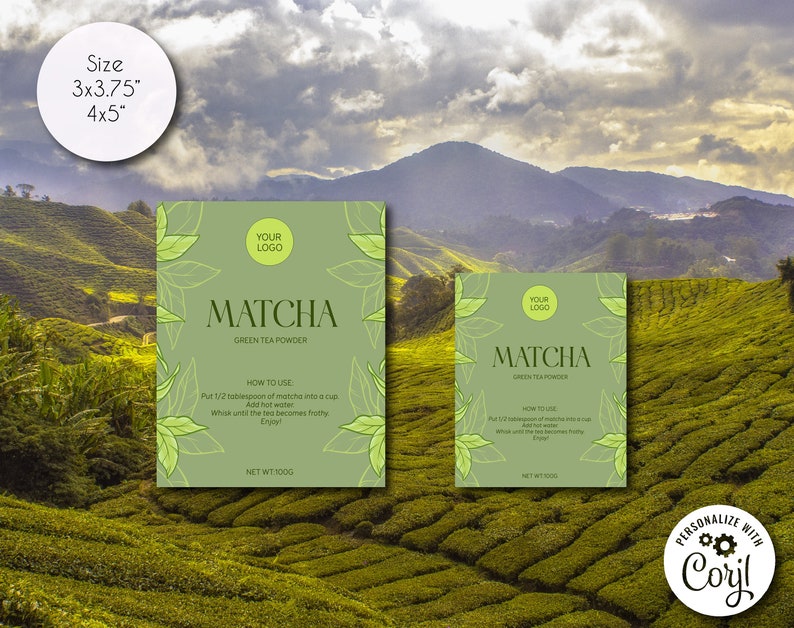 Editable Matcha Tea Label Template, Customizable Matcha Green Tea ...
