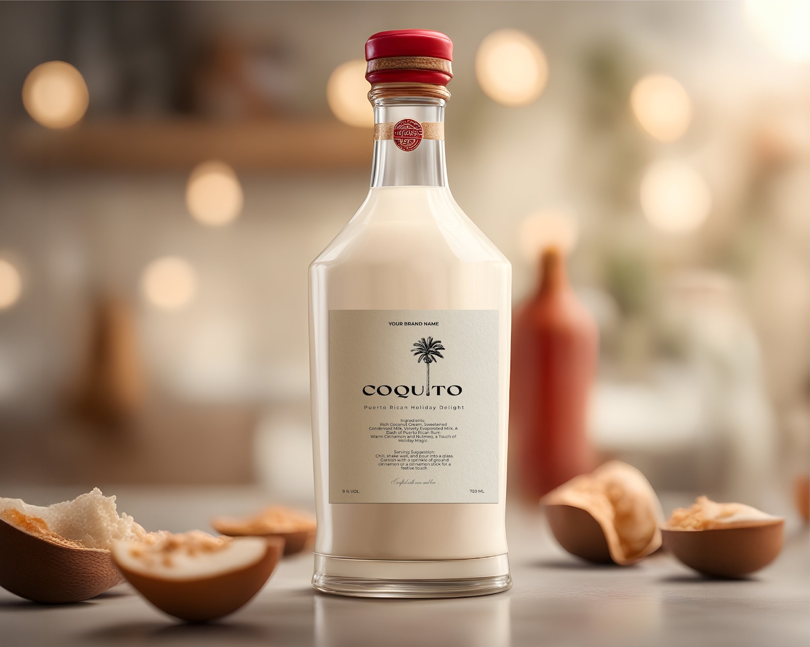 Editable Minimalist Coquito Bottle Label Template, Printable Modern ...