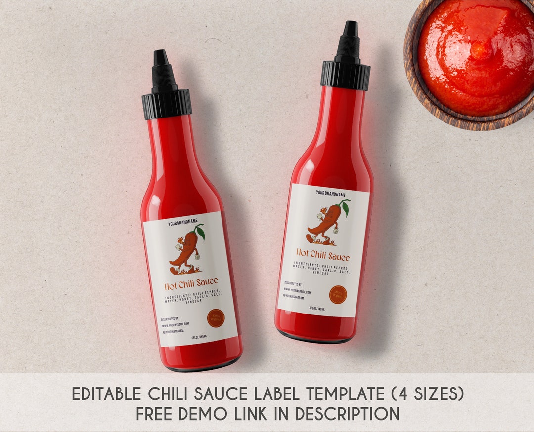 Editable Hot Chili Sauce Bottle Label Template, Modern Homemade Hot ...