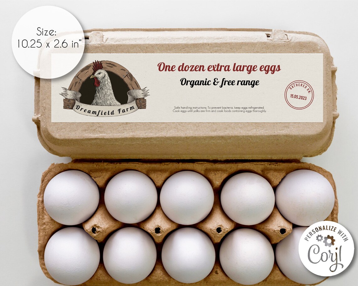 Editable Egg Carton Label Template, DIY Farm Label, Customizable Egg ...