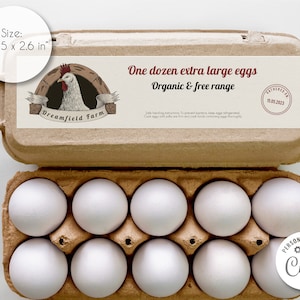Editable Egg Carton Label Template, DIY Farm Label, Customizable Egg ...