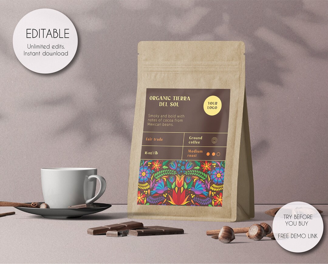 Ready to Print Coffee Label Template Minimalist Product - Etsy