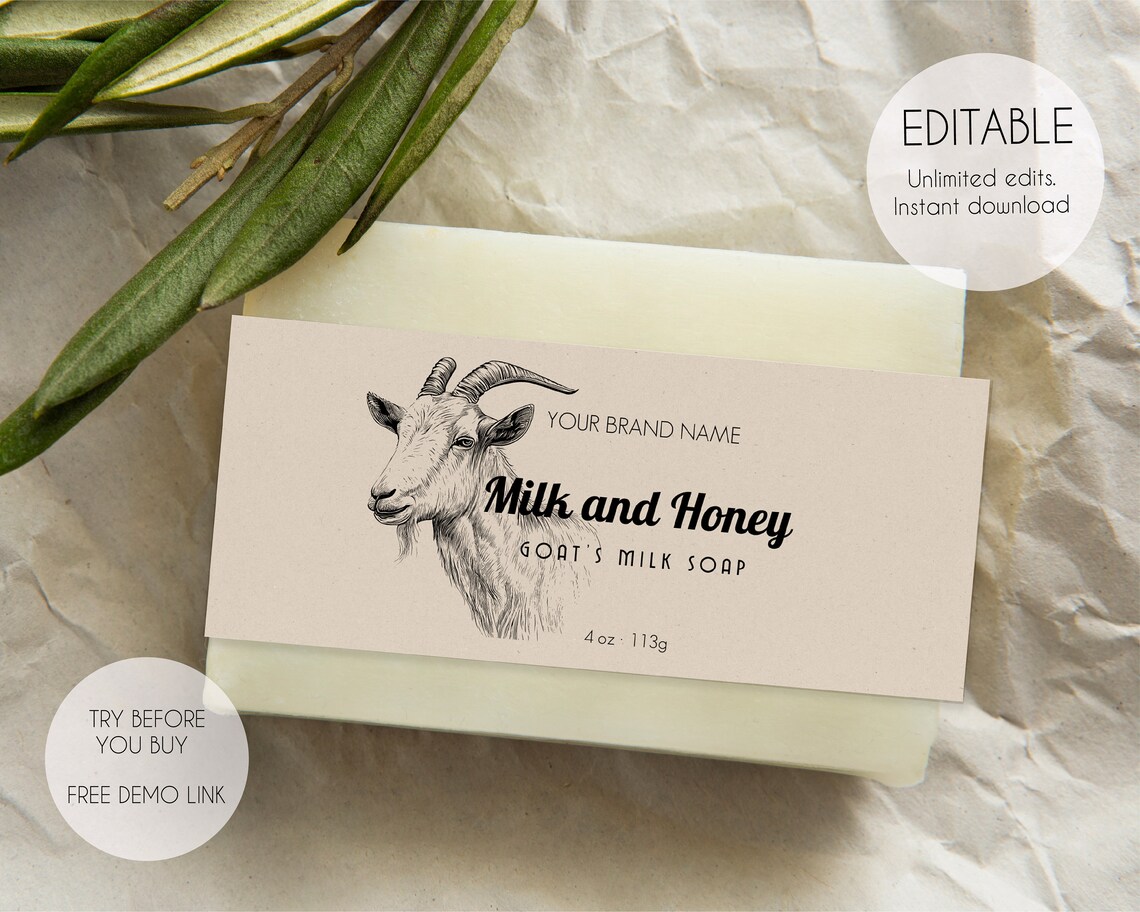 Editable Goat Milk Soap Label Template, Minimalist Goat's Milk Soap ...
