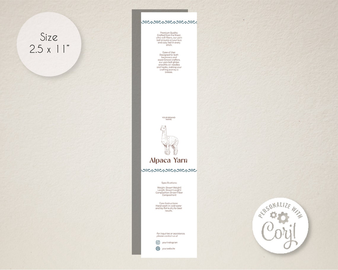 Editable Alpaca Wool Yarn Ball Label Template, Printable Luxury Hand ...