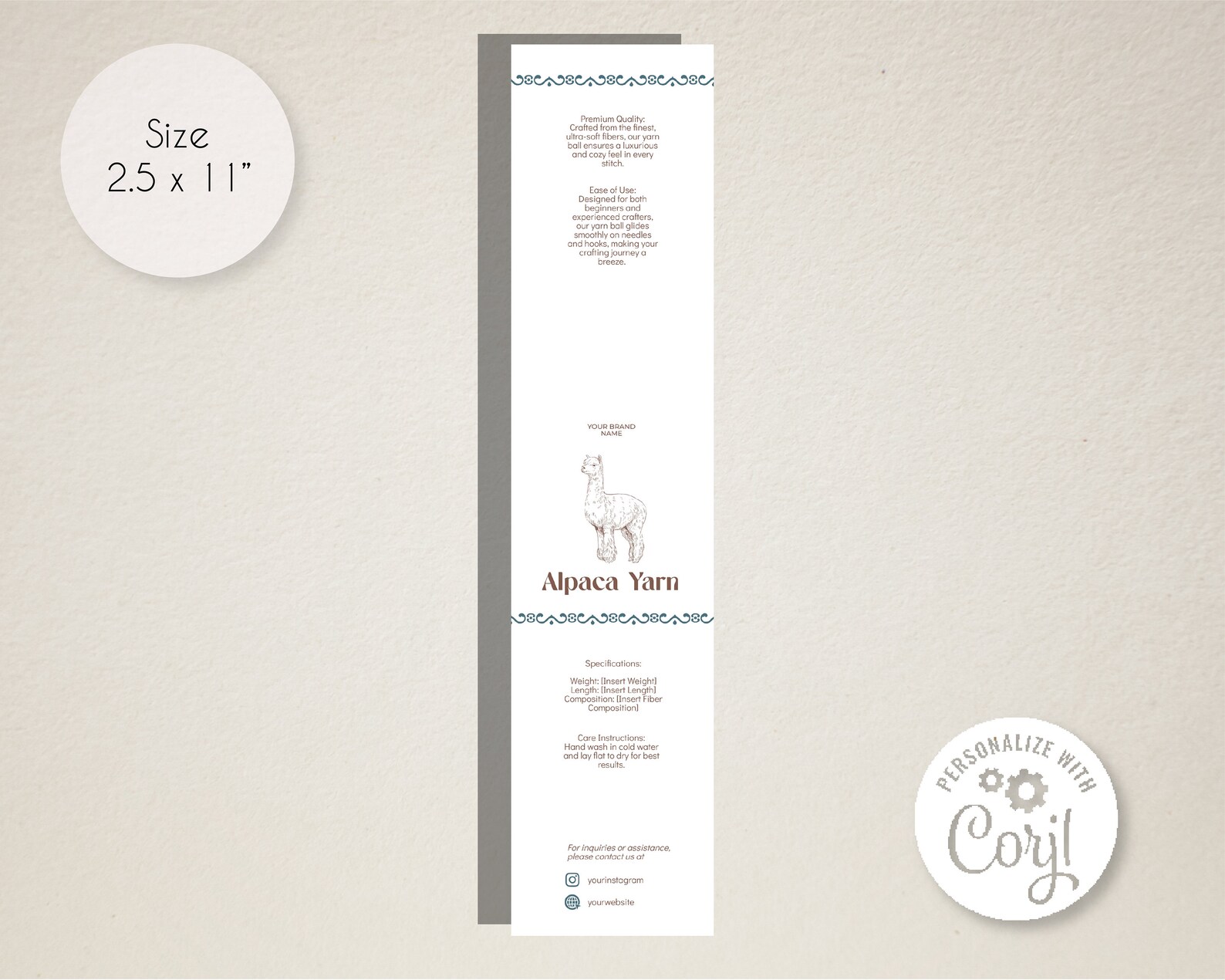 Editable Alpaca Wool Yarn Ball Label Template, Printable Luxury Hand ...