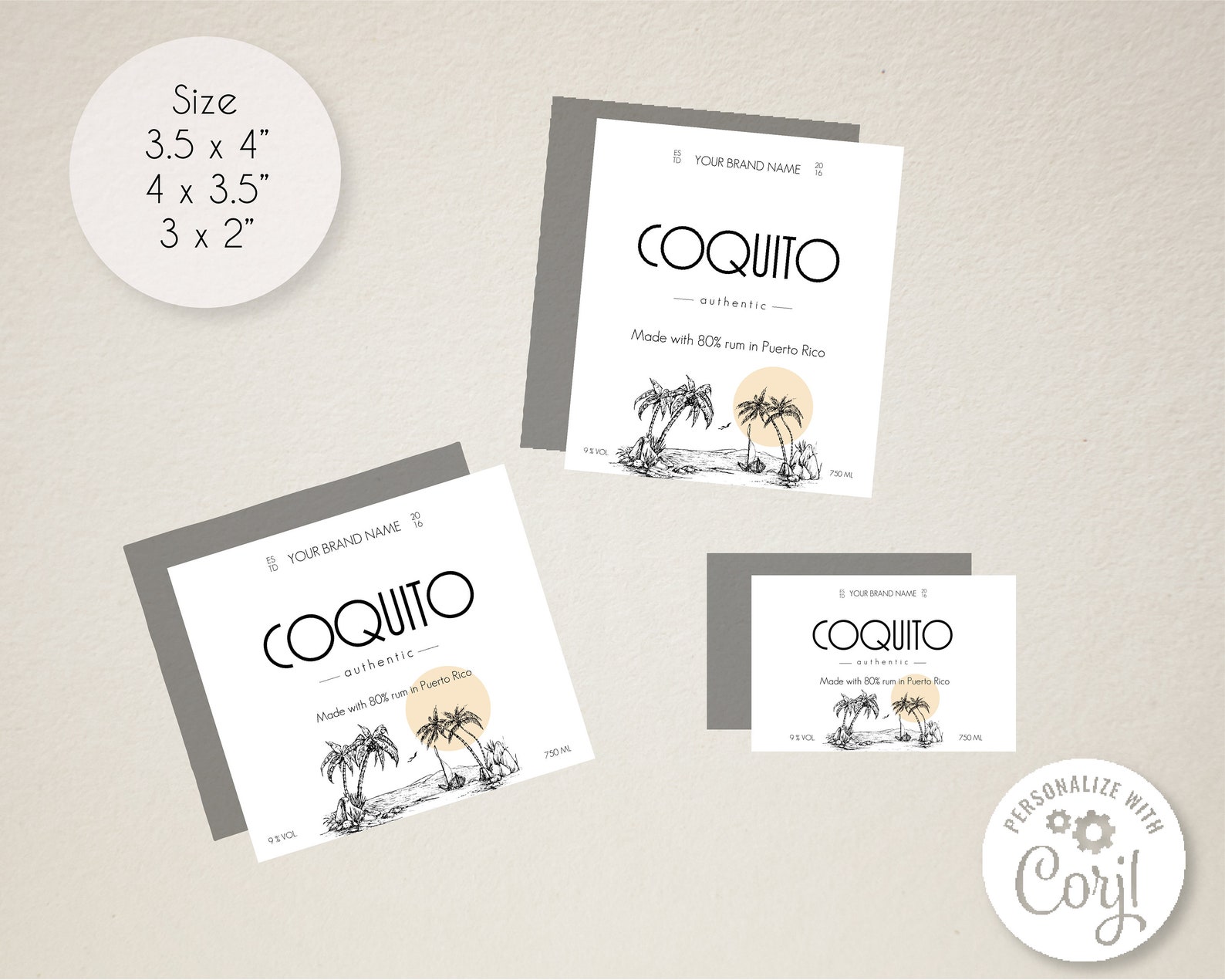 Editable Coquito Bottle Label: Minimalist Christmas Liquor Template ...