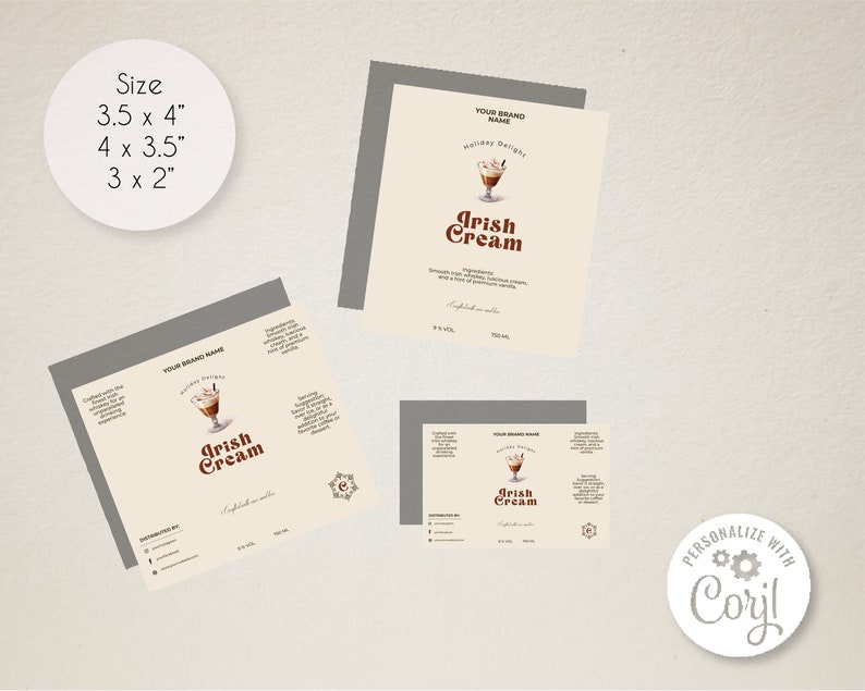 Editable Minimalist Irish Cream Bottle Label Template, Printable ...