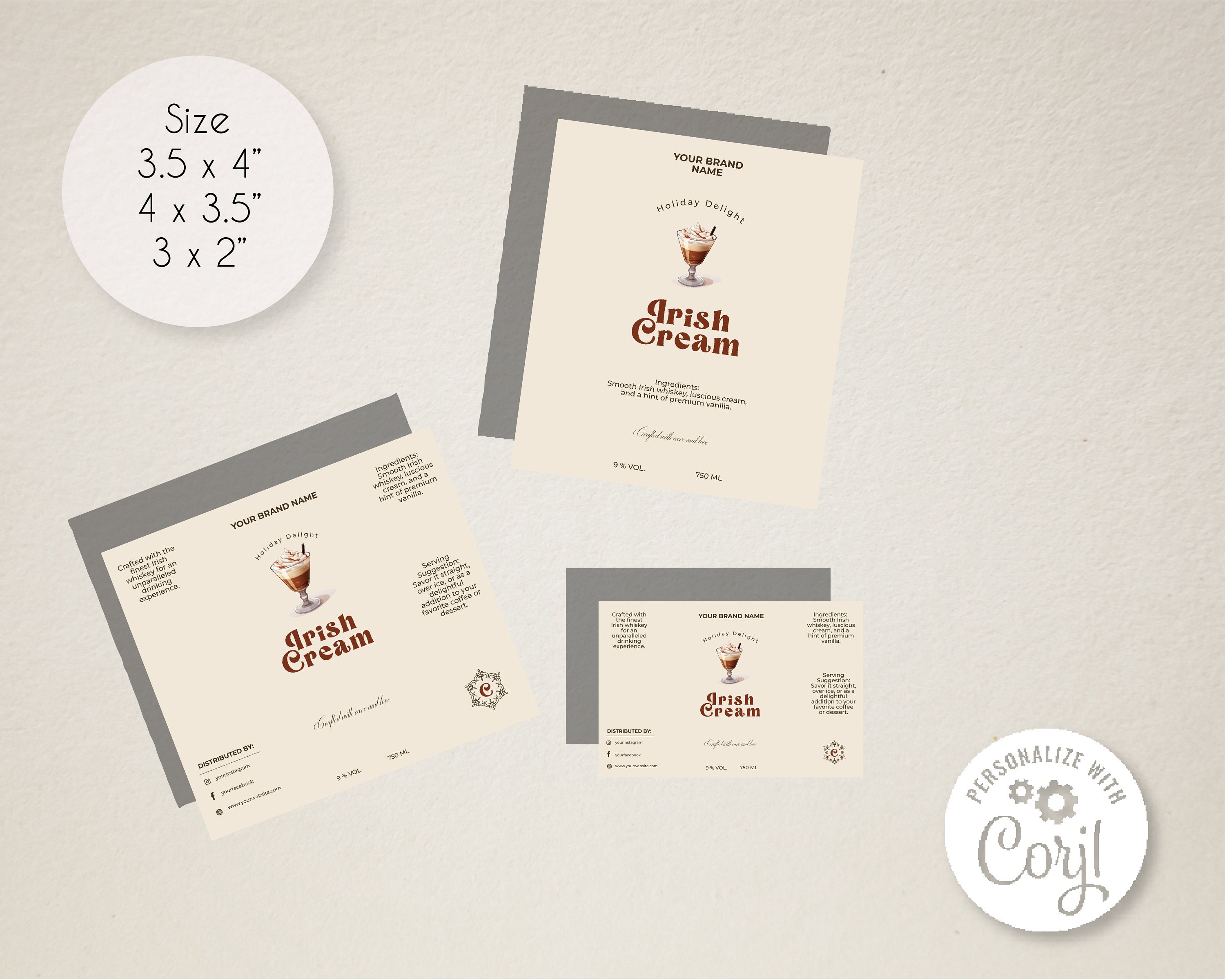 Editable Minimalist Irish Cream Bottle Label Template, Printable ...