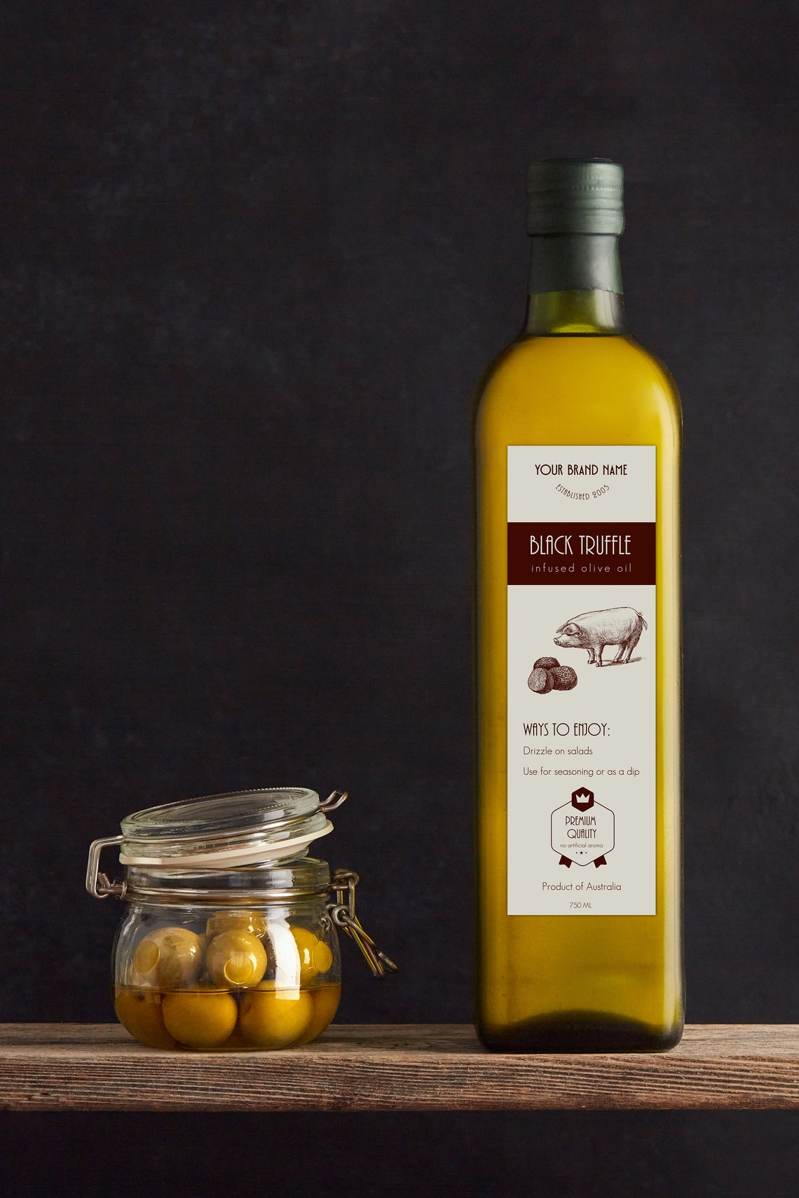 Editable Truffle Infused Olive Oil Bottle Label Template, Printable ...