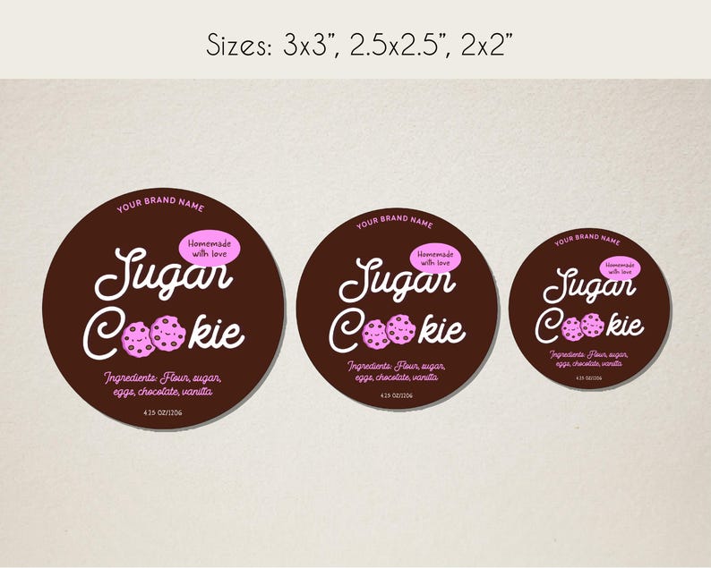 Editable Cookie Label Template: Round Bakery Sticker (digital Download ...