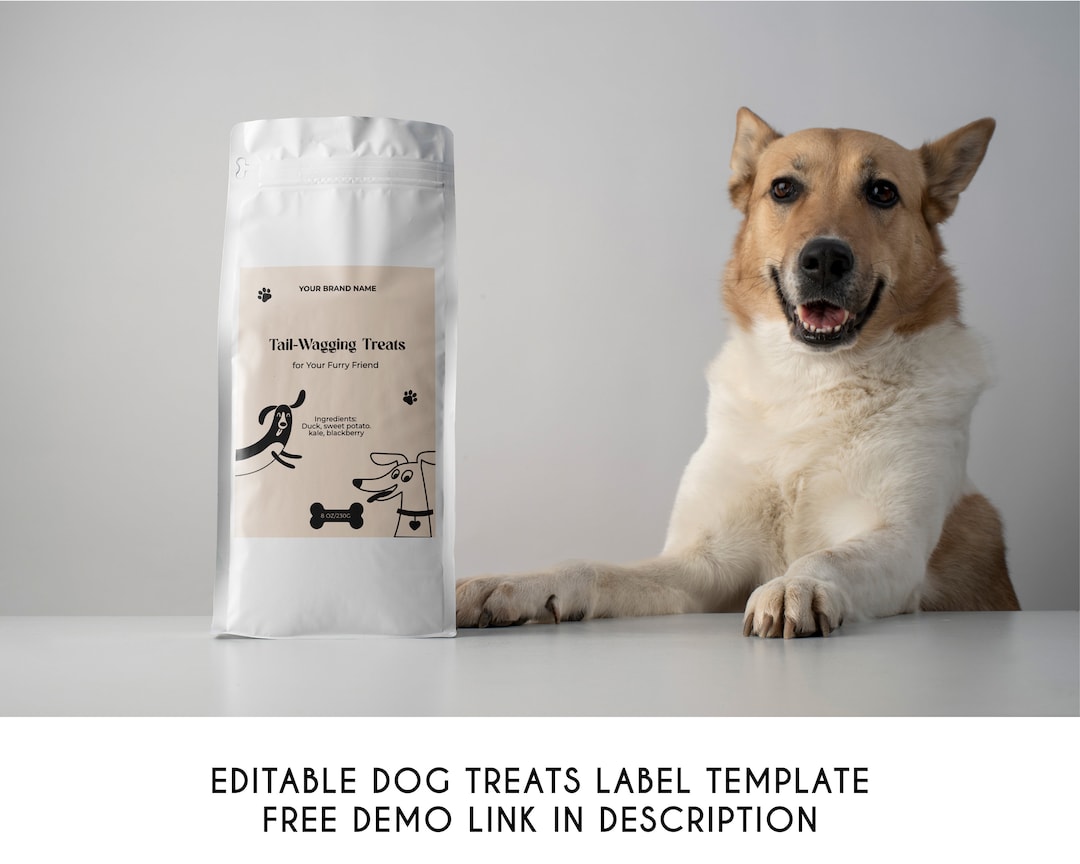 Editable Dog Food Label Template, Printable Luxury Dog Treats Sticker ...