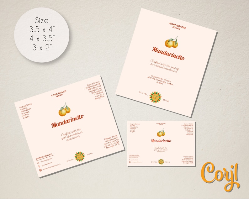 Editable Luxury Mandarinetto Bottle Label Template, Printable Homemade ...