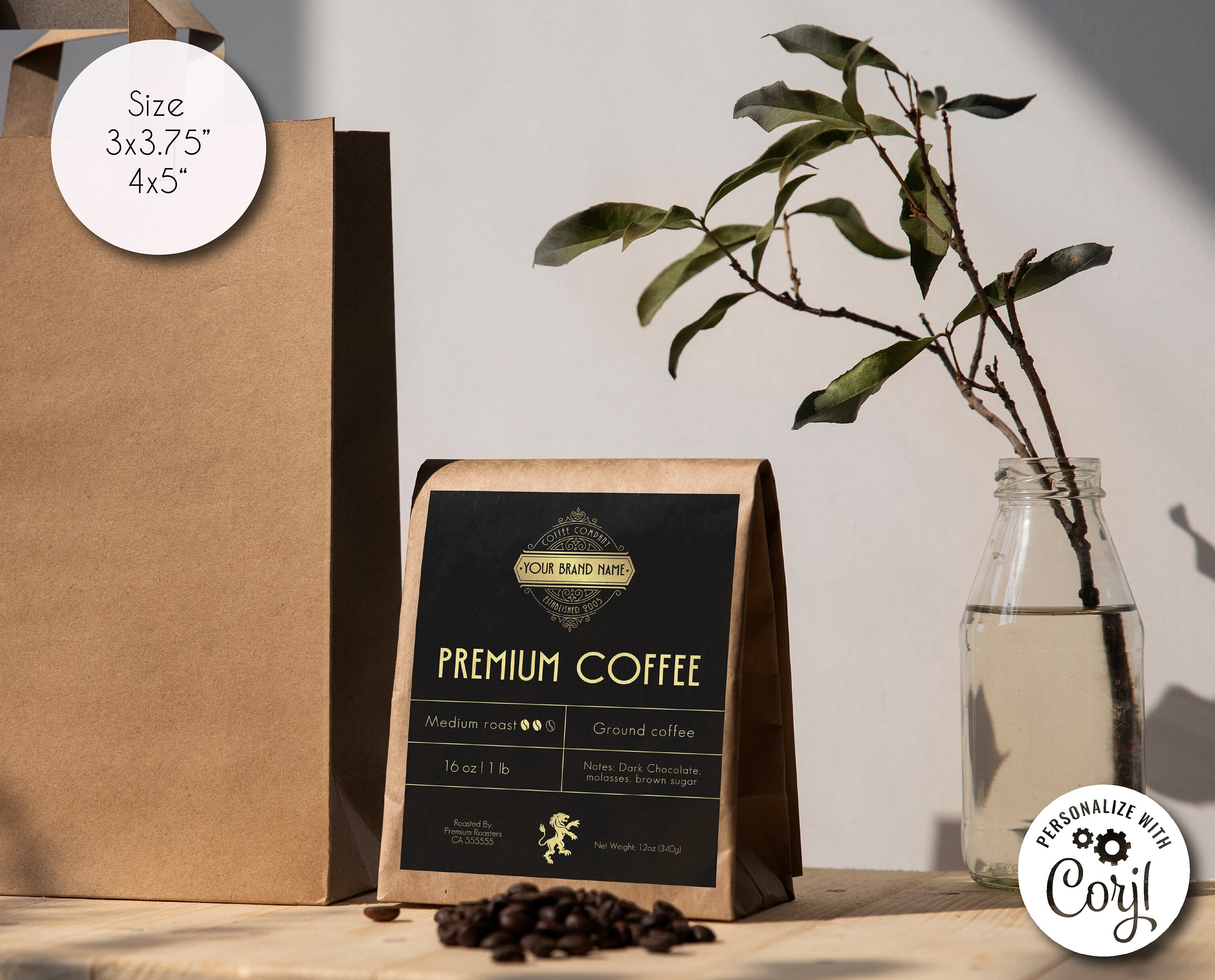 Editable Modern Coffee Bag Label Template (digital Download) - Etsy