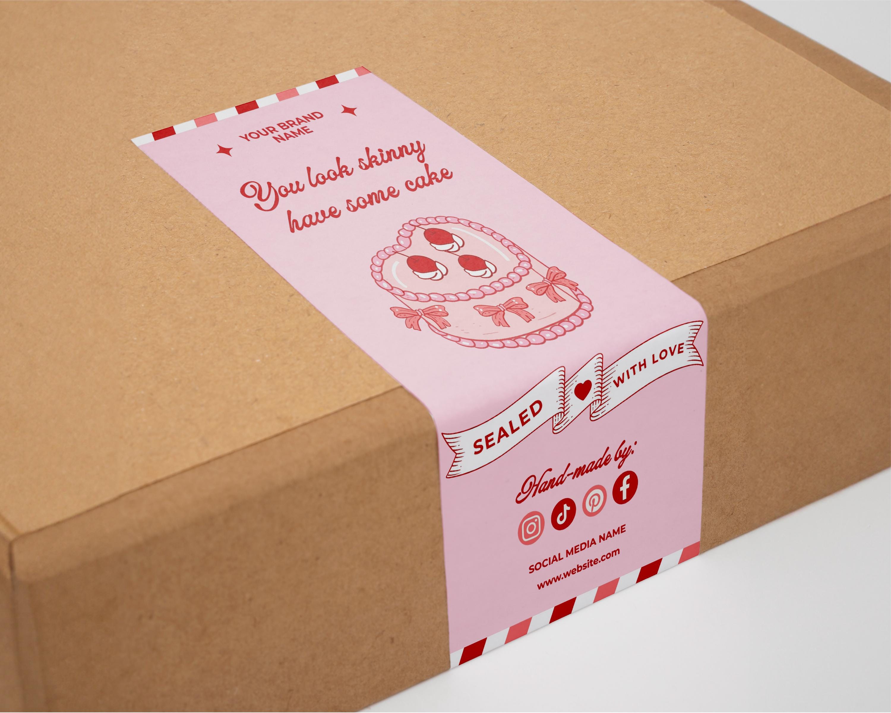 Editable Playful Cake Box Seal Label Template, Printable Whimsical Cake ...