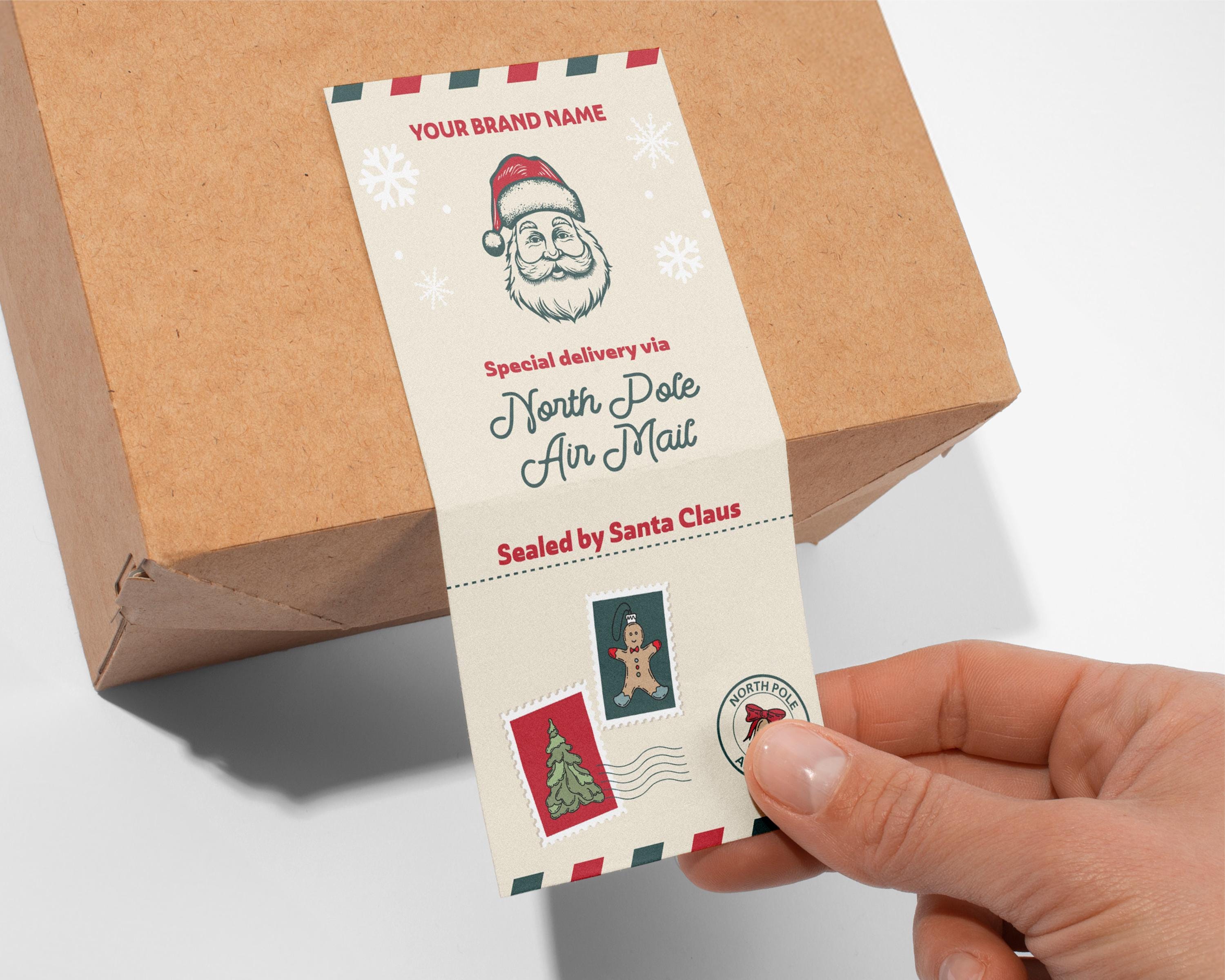 Editable Christmas Box Seal Label Template, North Pole Air Mail Label ...