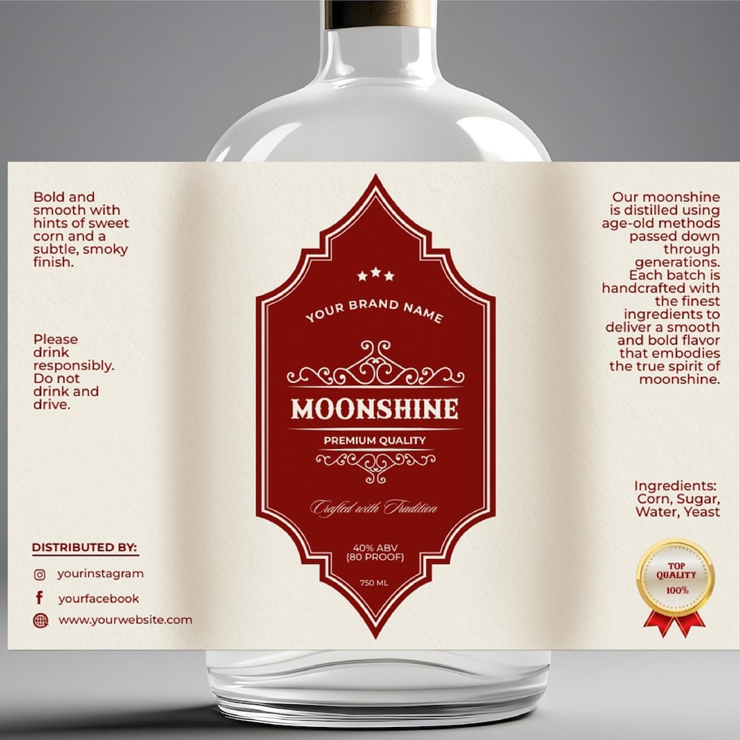 Editable Luxury Moonshine Label Template, Printable Homemade Moonshine ...