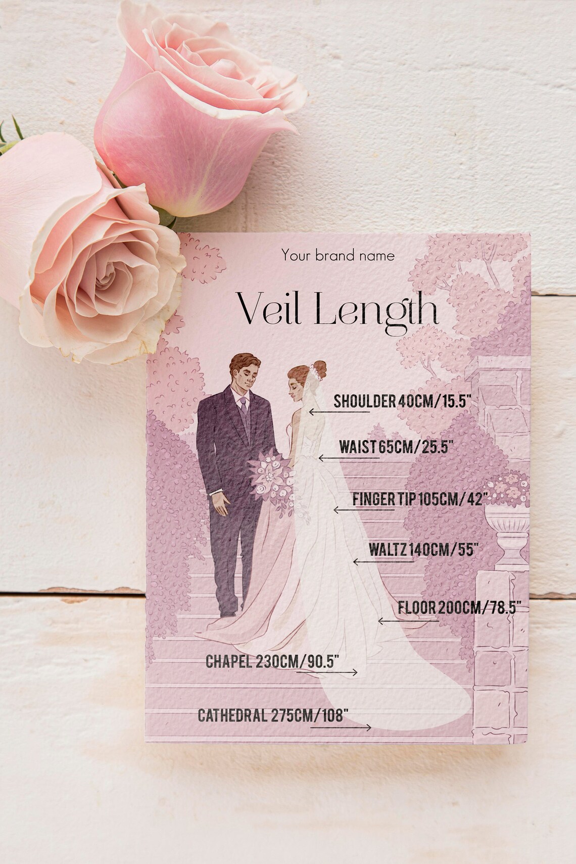 Editable Veil Length Size Chart Template, Printable Wedding Veil Size ...