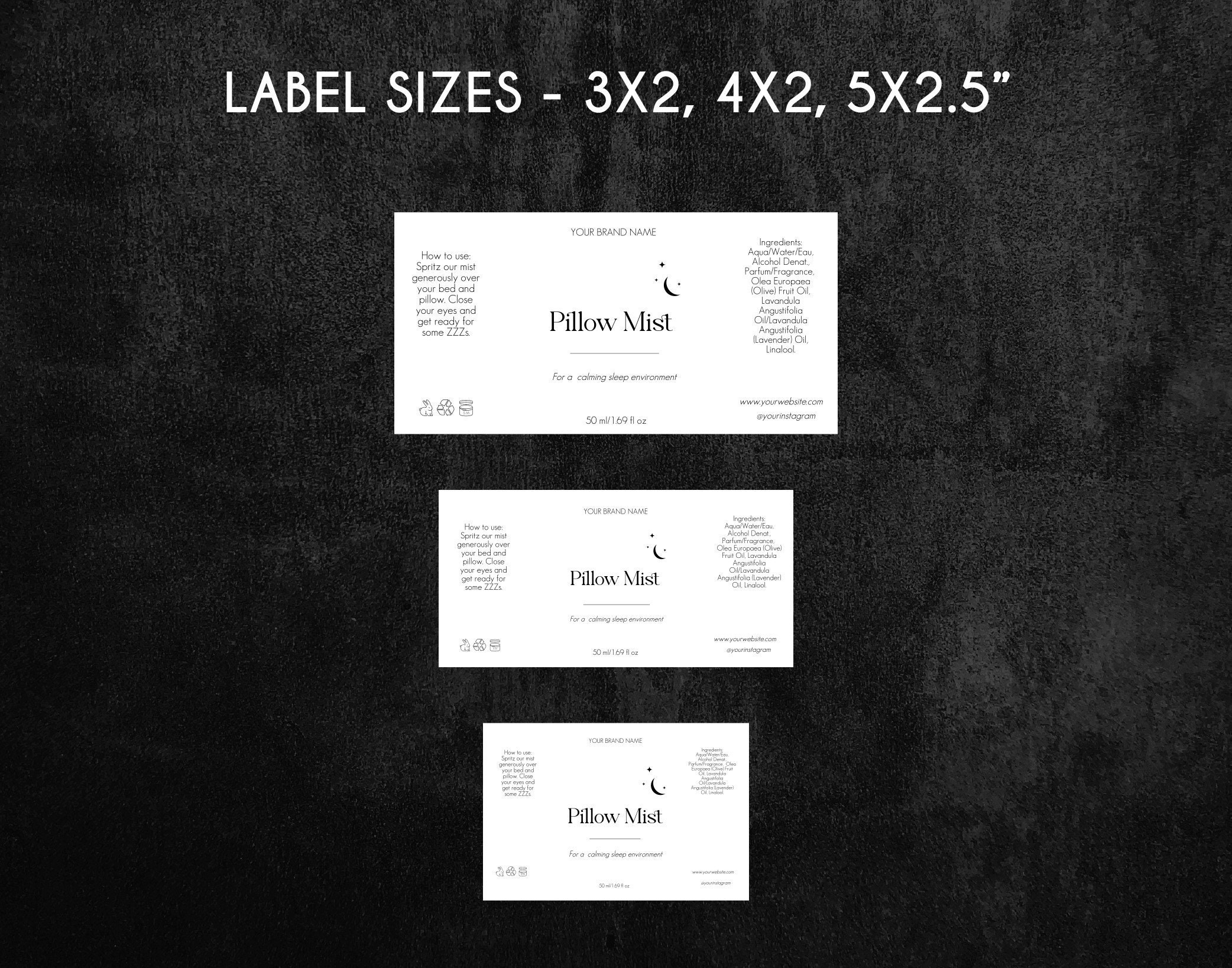 Editable Pillow Mist Label Template: Minimalist Spray Bottle Design ...