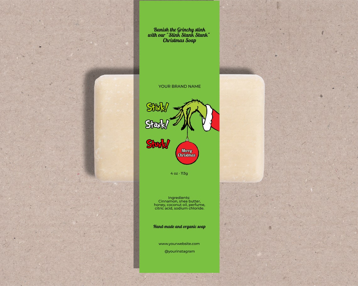 Editable Christmas Soap Label Template, Printable Green Hand Ornament ...
