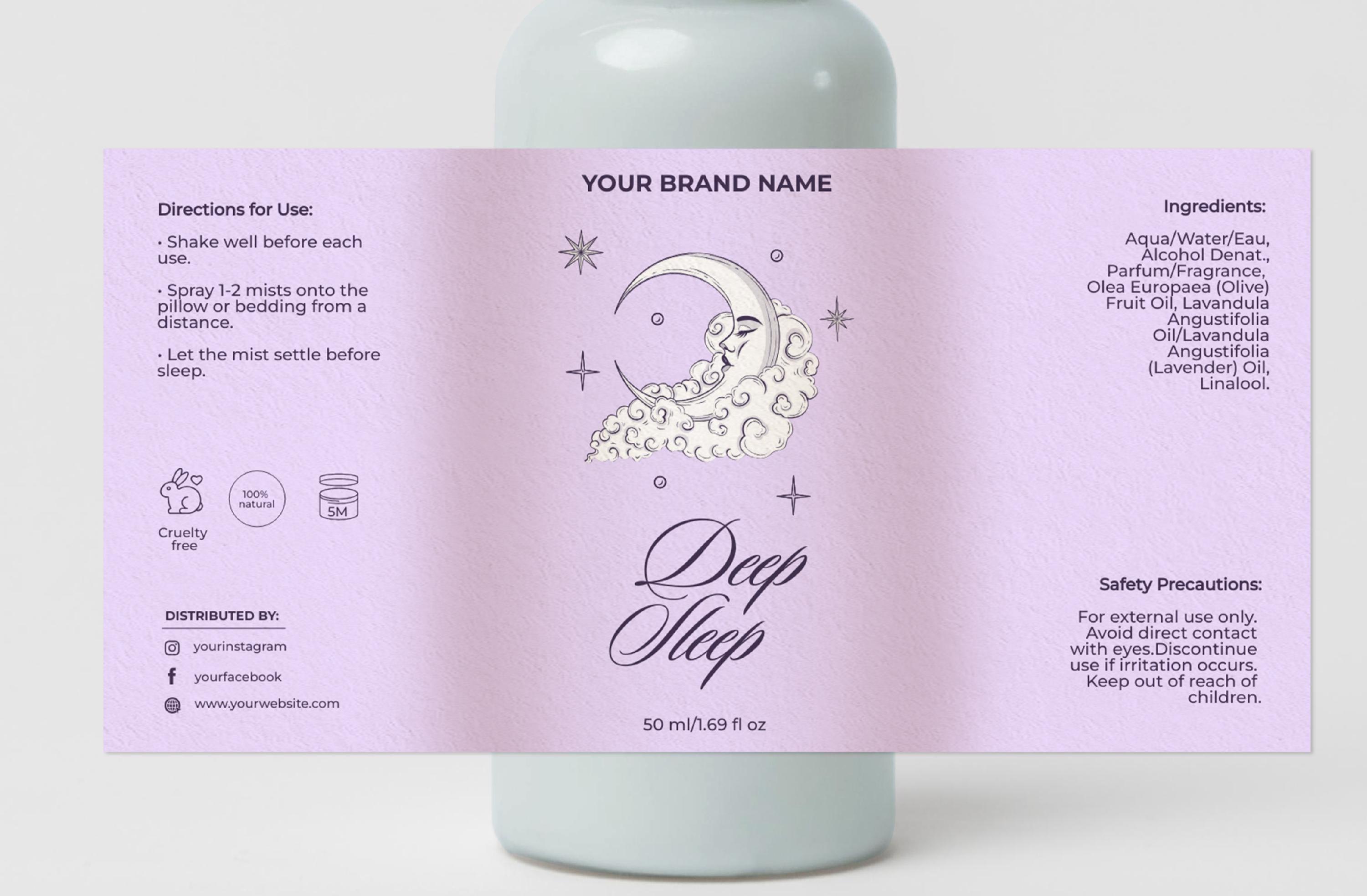 Editable Pillow Mist Label Template, Printable Luxury Room Spray Bottle ...