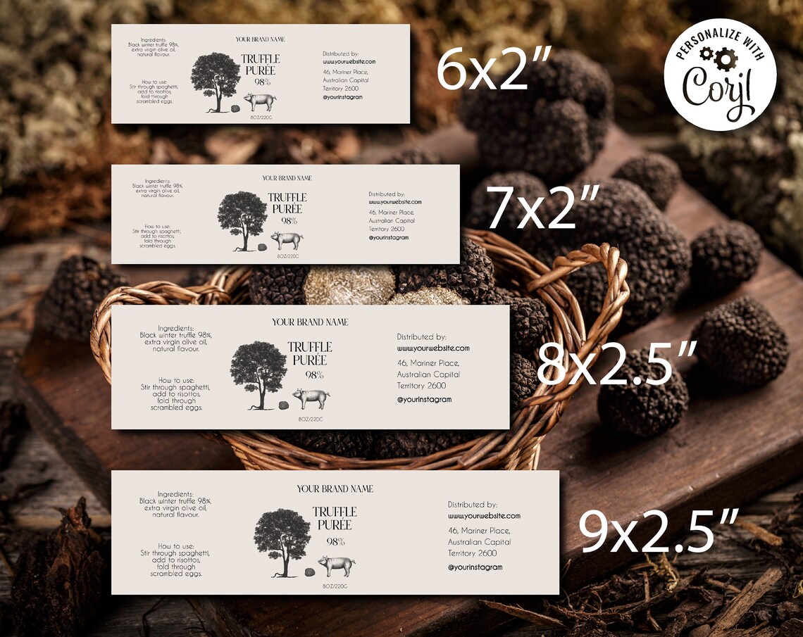 Editable Wrap Around Jar Food Label Template, Customizable Truffle ...