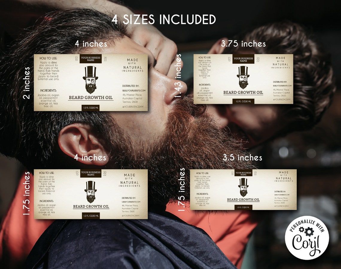 Beard Oil Label Template, Dropper Bottle Label, Beard Oil Bottle Label ...