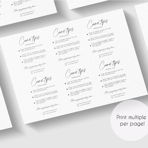 Printable Sterling Silver Care Instruction Card - Jewellery Card Care ...