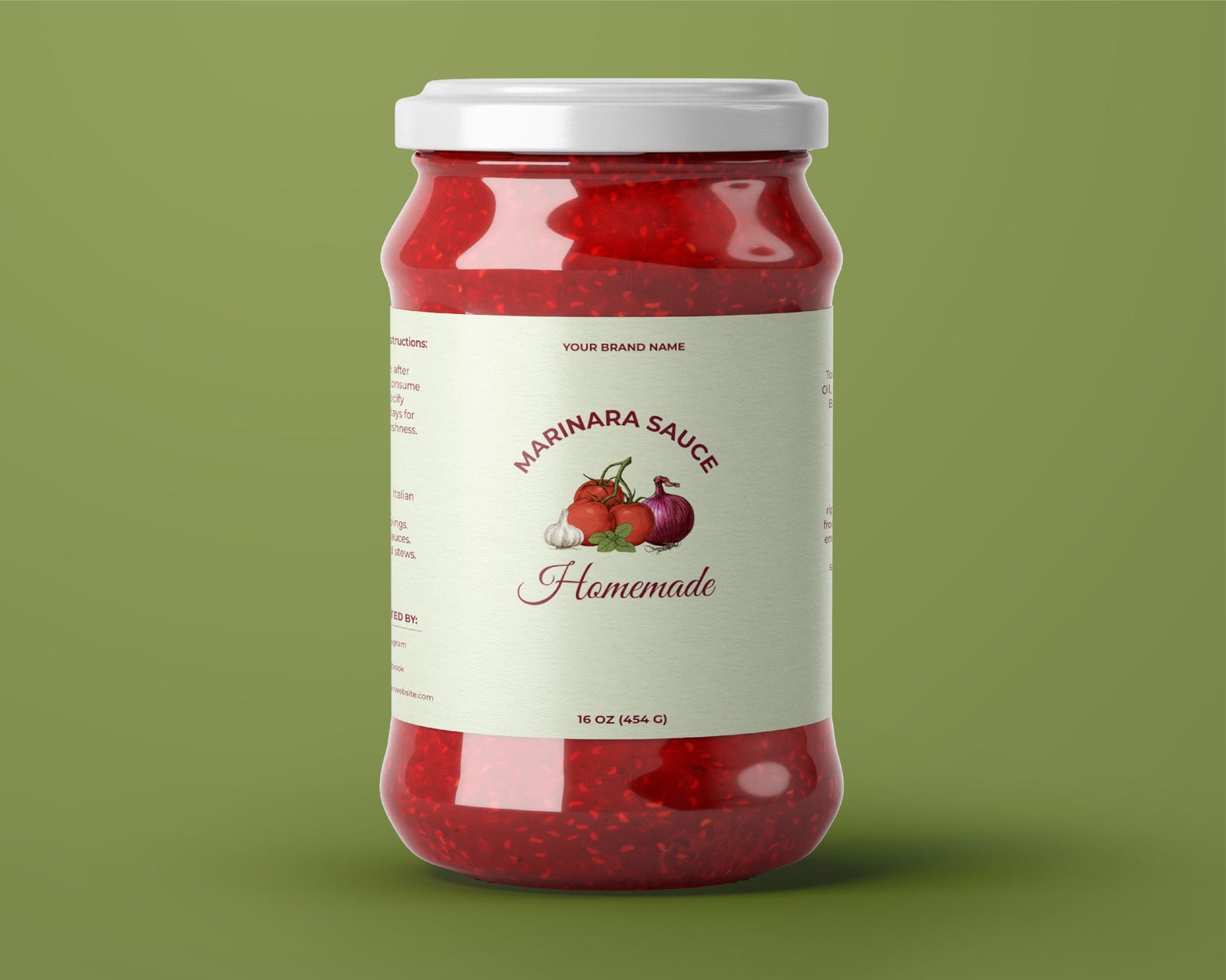 Editable Marinara Sauce Jar Label: Modern Homemade Tomato (digital ...