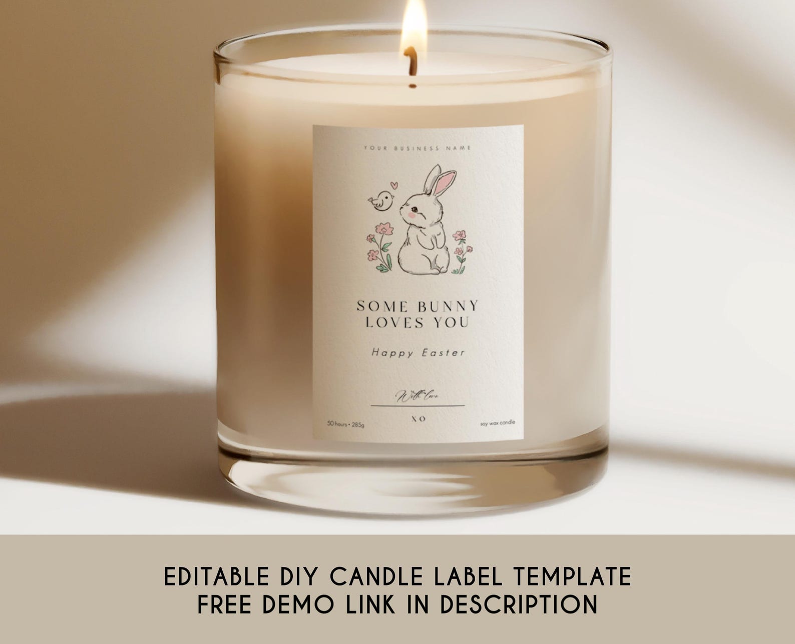 Editable Easter Candle Label Template, Custom Minimalist Luxury Candle ...