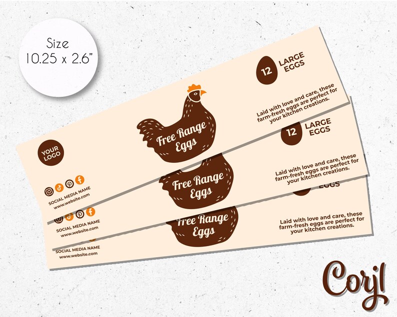 Editable Egg Carton Label Template, Printable Chicken Eggs Sticker ...