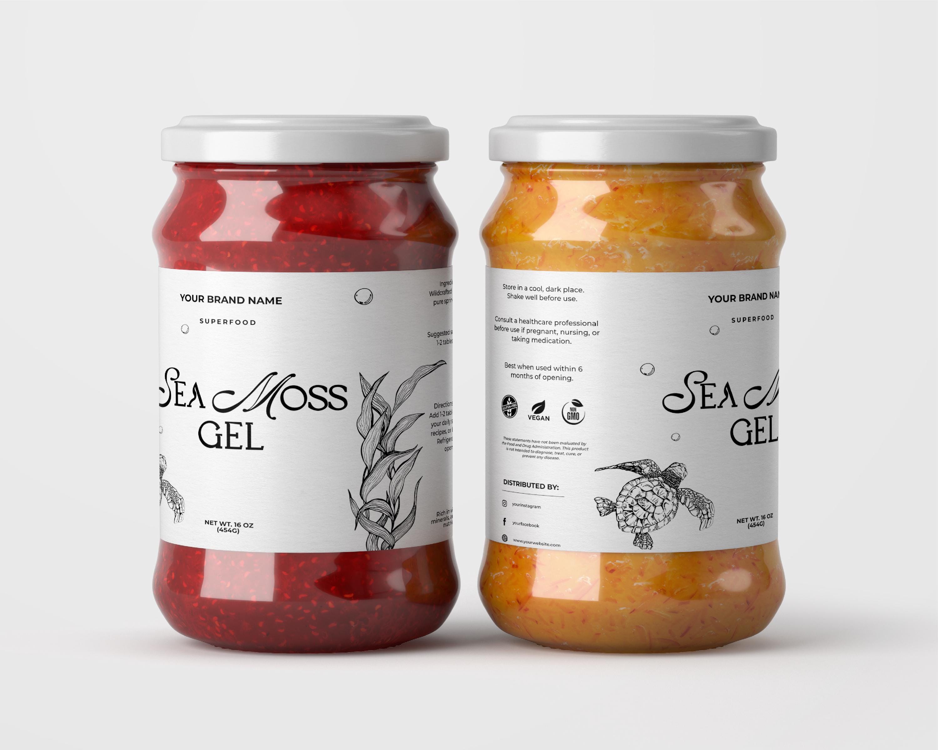 Editable Sea Moss Gel Label Template, Printable Superfood Supplement ...