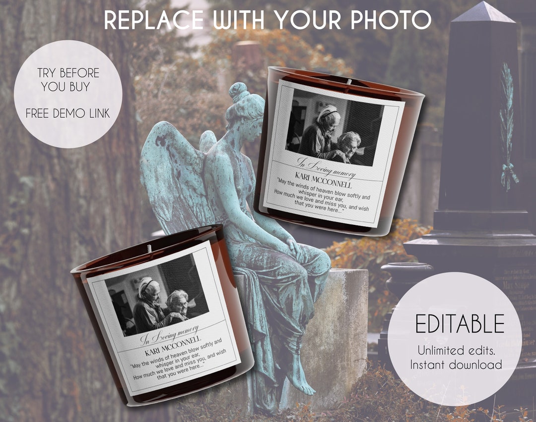 Editable in Loving Memory Gift Candle Label Template, Personalized Gift ...