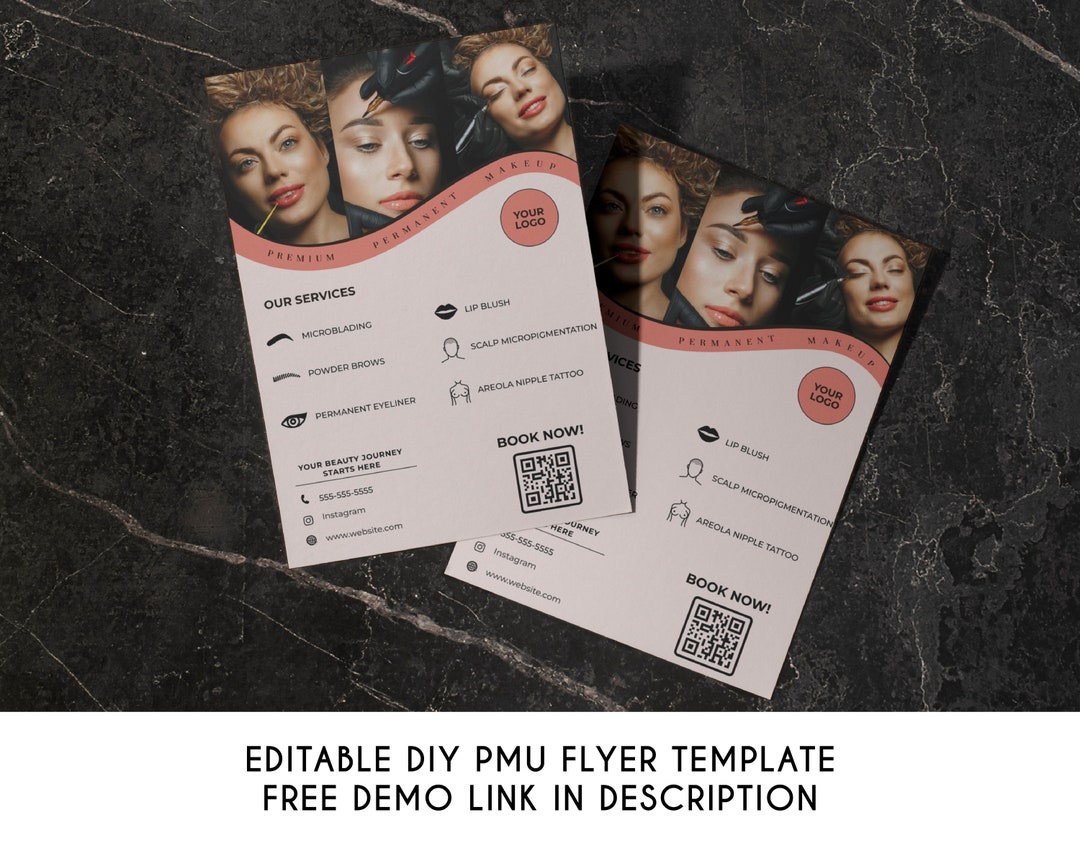 Editable Permanent Makeup Flyer Template, Printable PMU Promotional ...