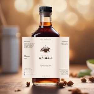 Editable Homemade Kahlua Bottle Label Template, Printable Coffee ...