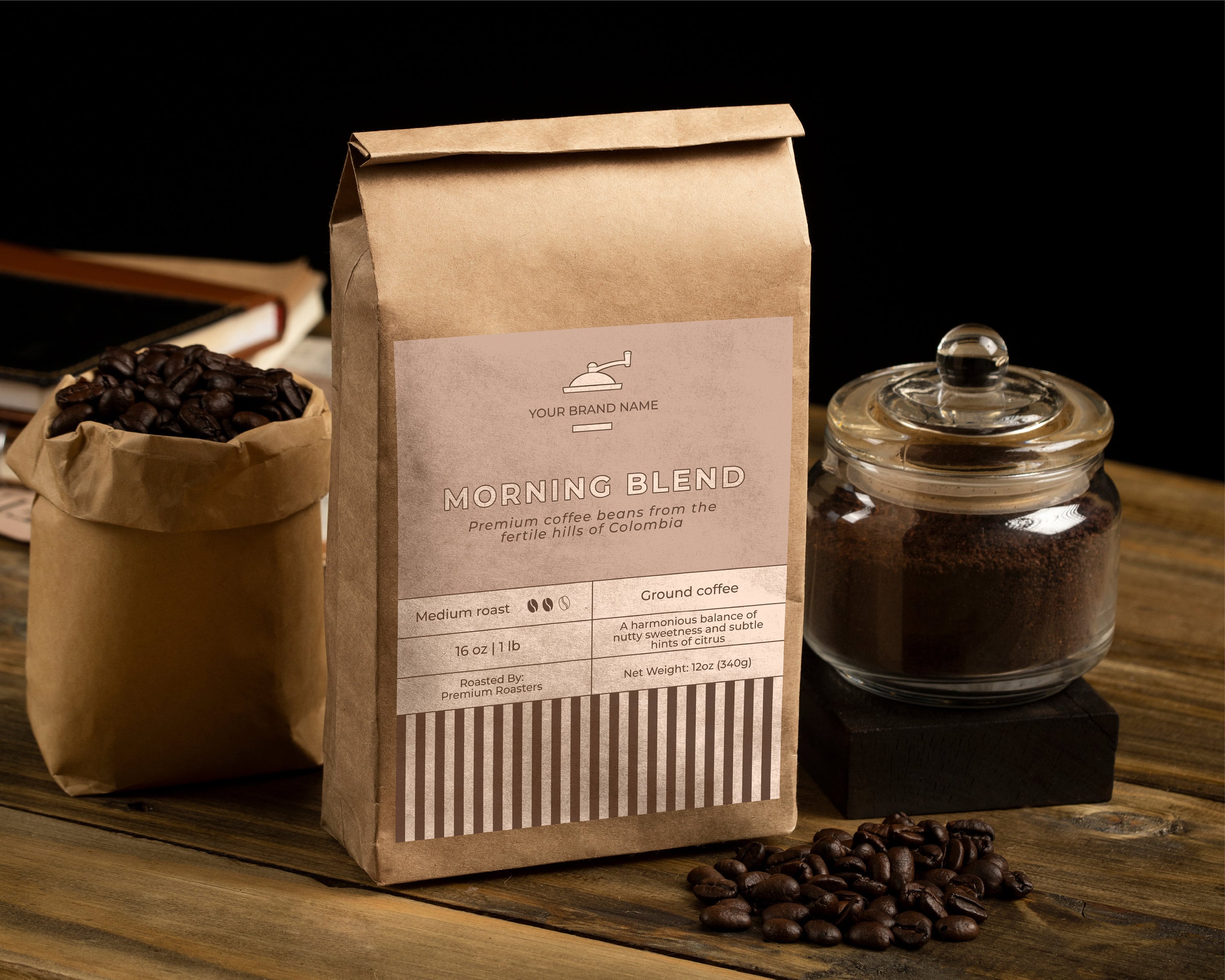 Editable Modern Coffee Bag Label Template, Printable Luxury Coffee ...