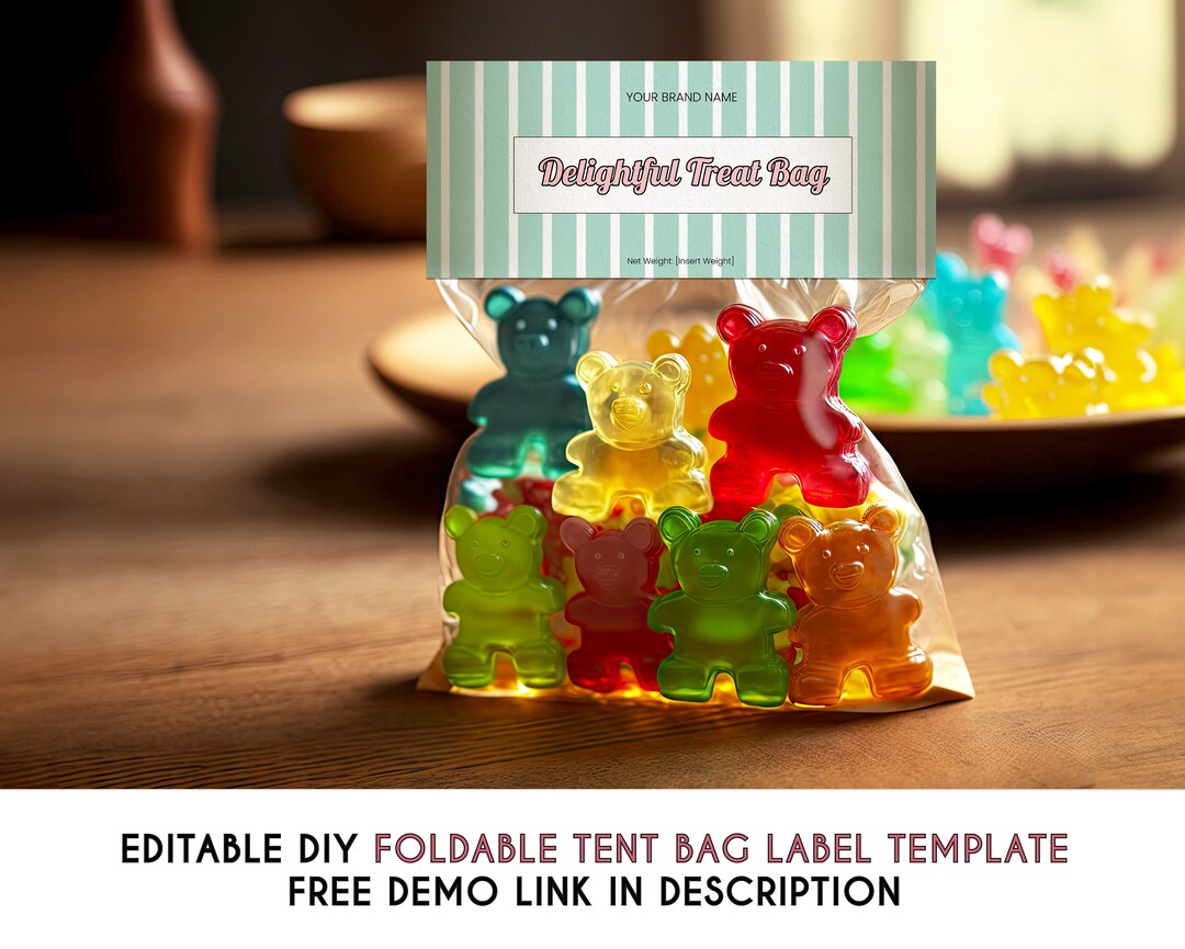 Editable Foldable Tent Bag Label Template, Printable Topper Bag Label ...