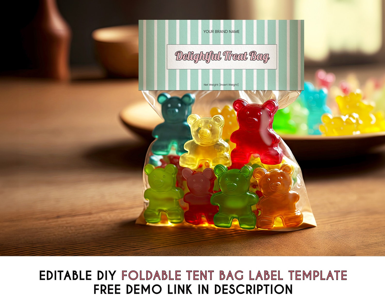 Editable Foldable Tent Bag Label Template, Printable Topper Bag Label ...