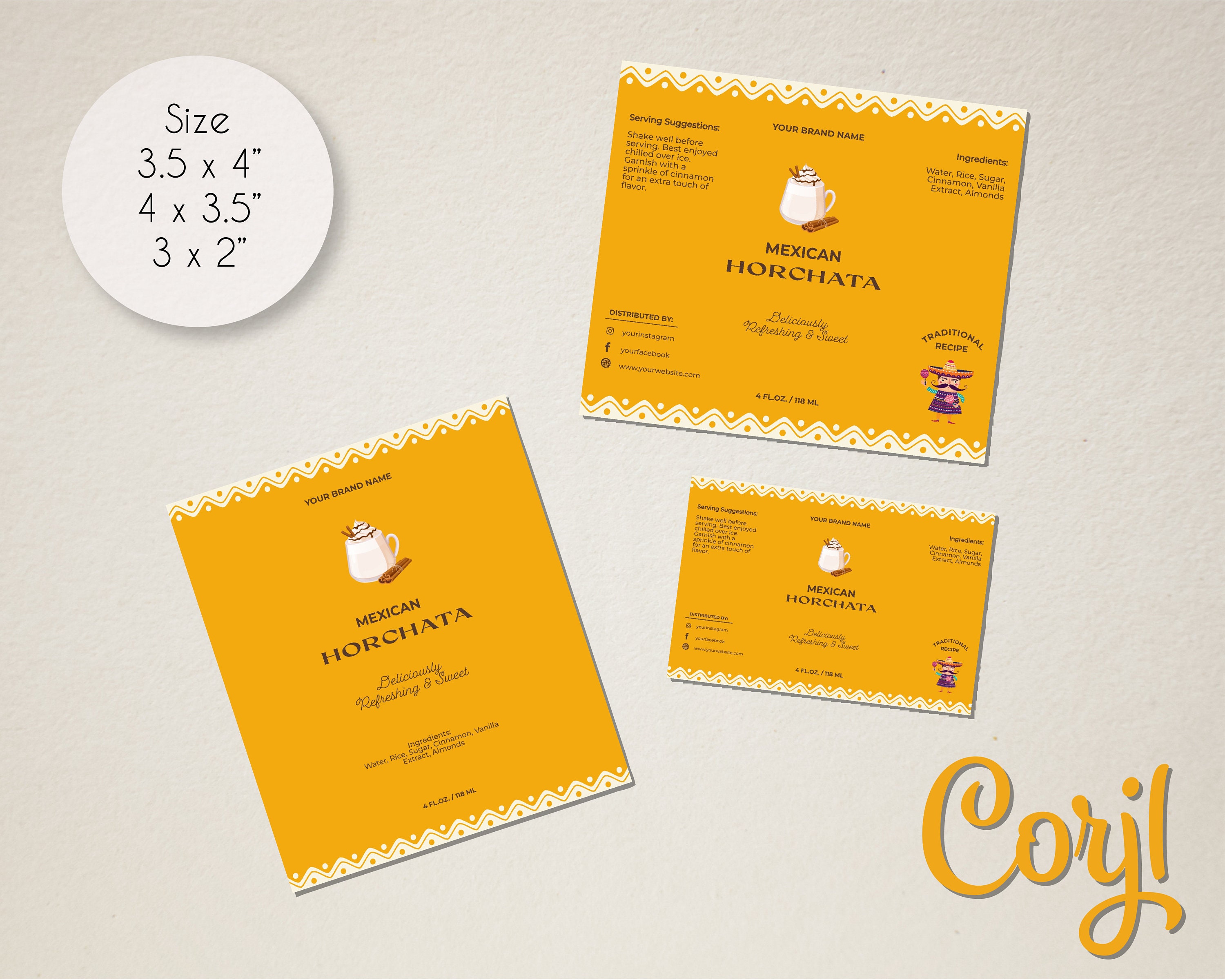 Editable Horchata Bottle Label: Custom Drink Sticker (digital Download ...