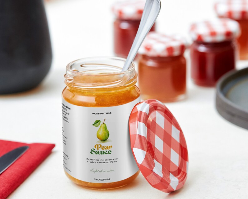 Editable Luxury Pear Sauce Jar Label Template, Printable Modern ...