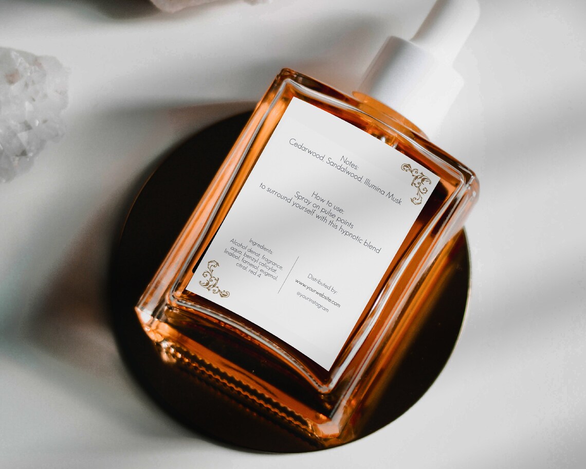 Editable Luxury Perfume Bottle Label Template, Custom Parfum Label ...