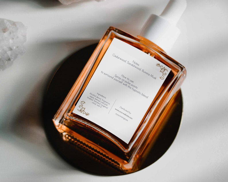 Editable Luxury Perfume Bottle Label Template, Custom Parfum Label ...