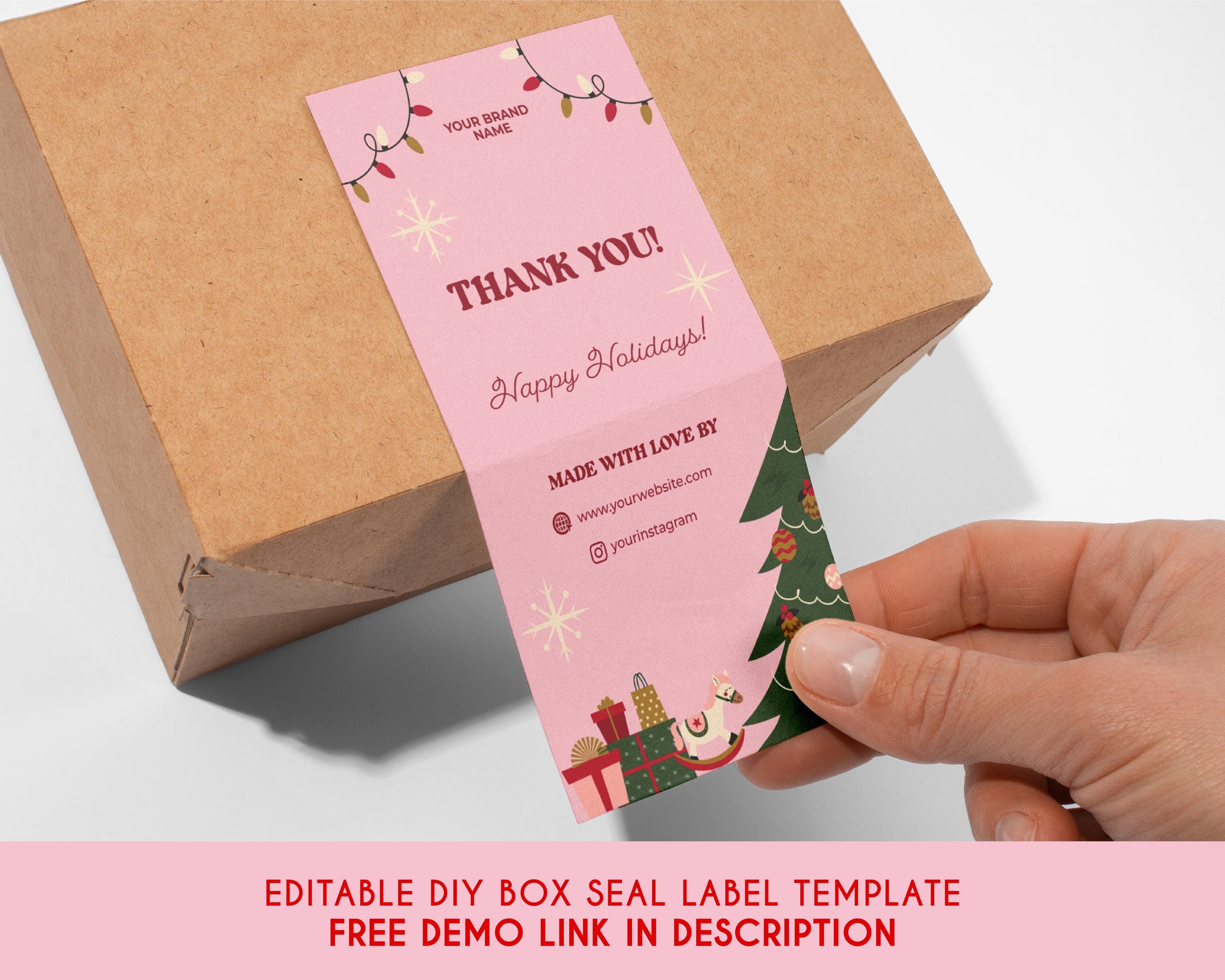 Editable Christmas Box Seal Label Template, Printable Playful Holiday ...